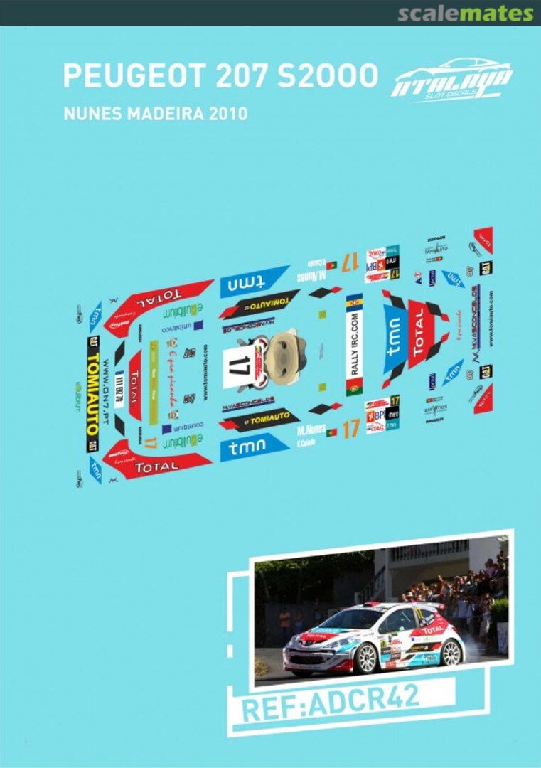 Peugeot 207 S2000 [111 ERZ 78] "TOTAL", Atalaya Slot Decals ADCR42