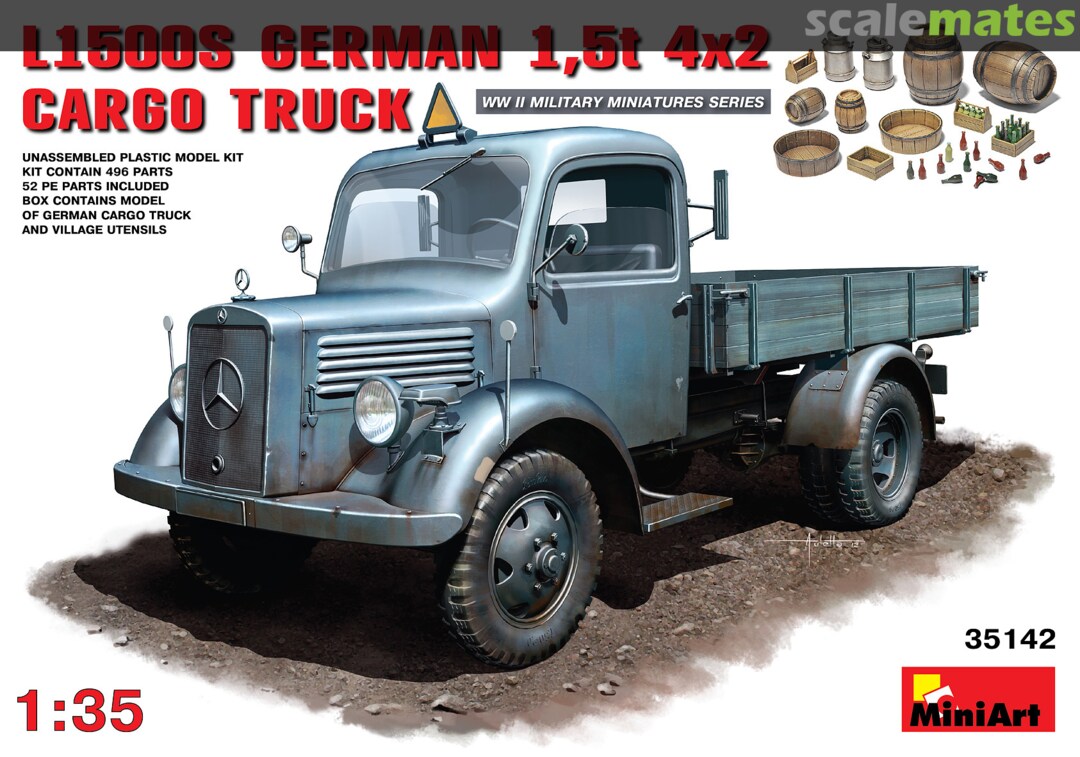 L1500S German 1,5t 4x2 Cargo Truck, MiniArt 35142 (2012) - Box contents